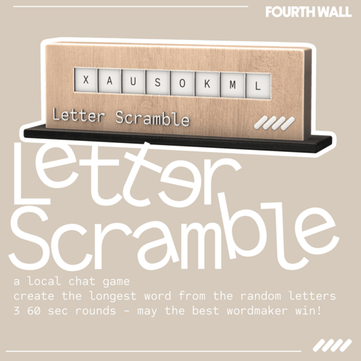 Second Life Marketplace - [FOURTH WALL] Letter Scramble - Interactive ...